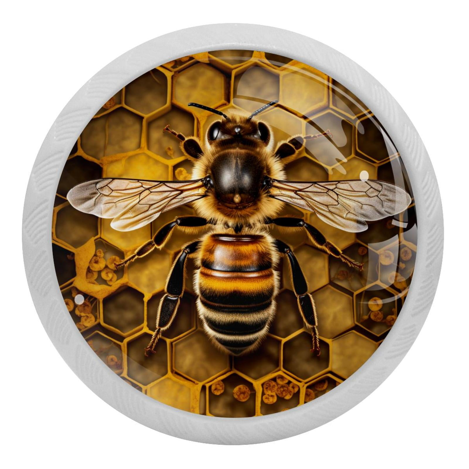 Insect Bees Pattern 4PCS Cabinet Knobs Pulls Fluorescent Drawer Handle ...