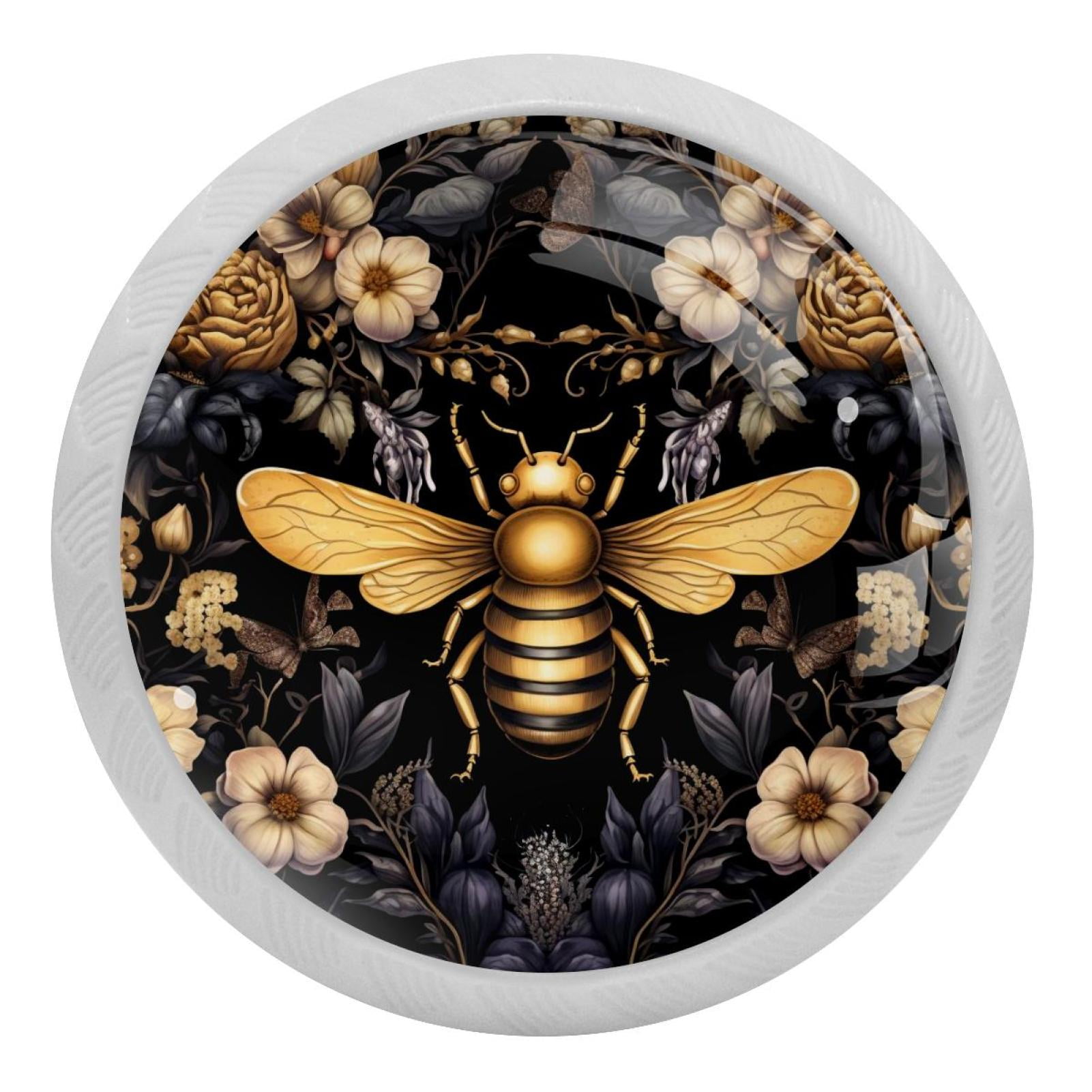 Insect Bees Pattern 4PCS Cabinet Knobs Pulls Fluorescent Drawer Handle ...