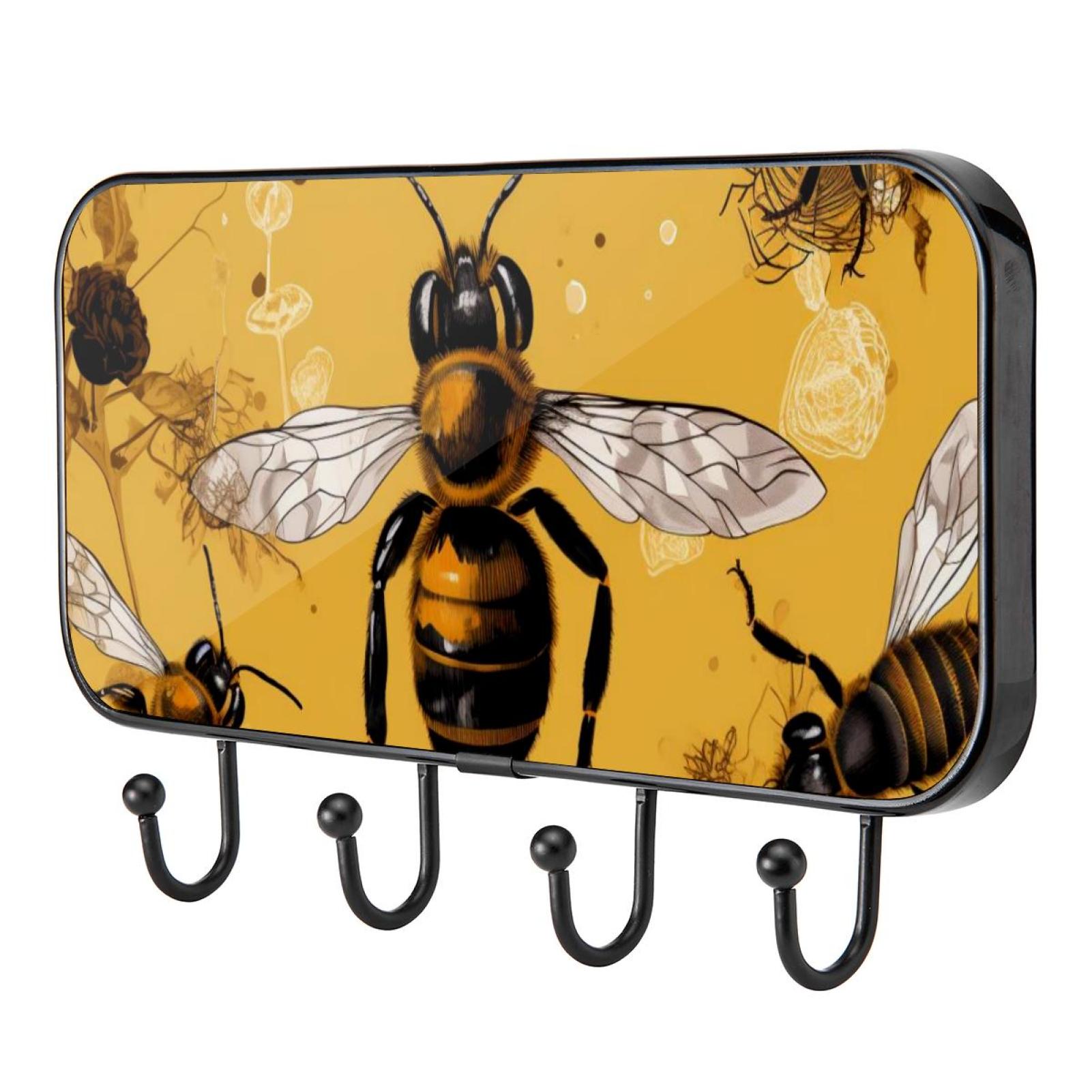 Insect Bees Self Adhesive Towel Coat Wood Iron Hooks for Home Keys Door ...