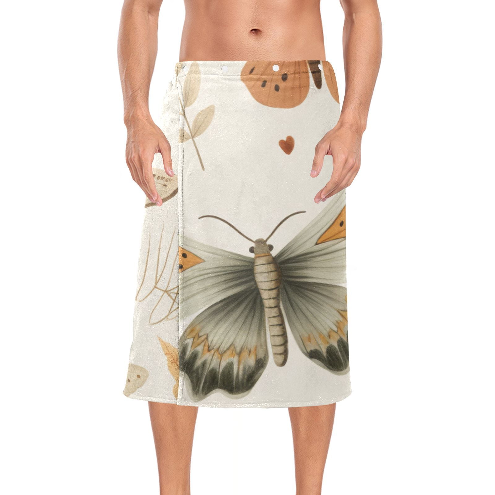 Insect Butterflies Leaves Bath Towel Wrap for Man Adjustable Shower ...