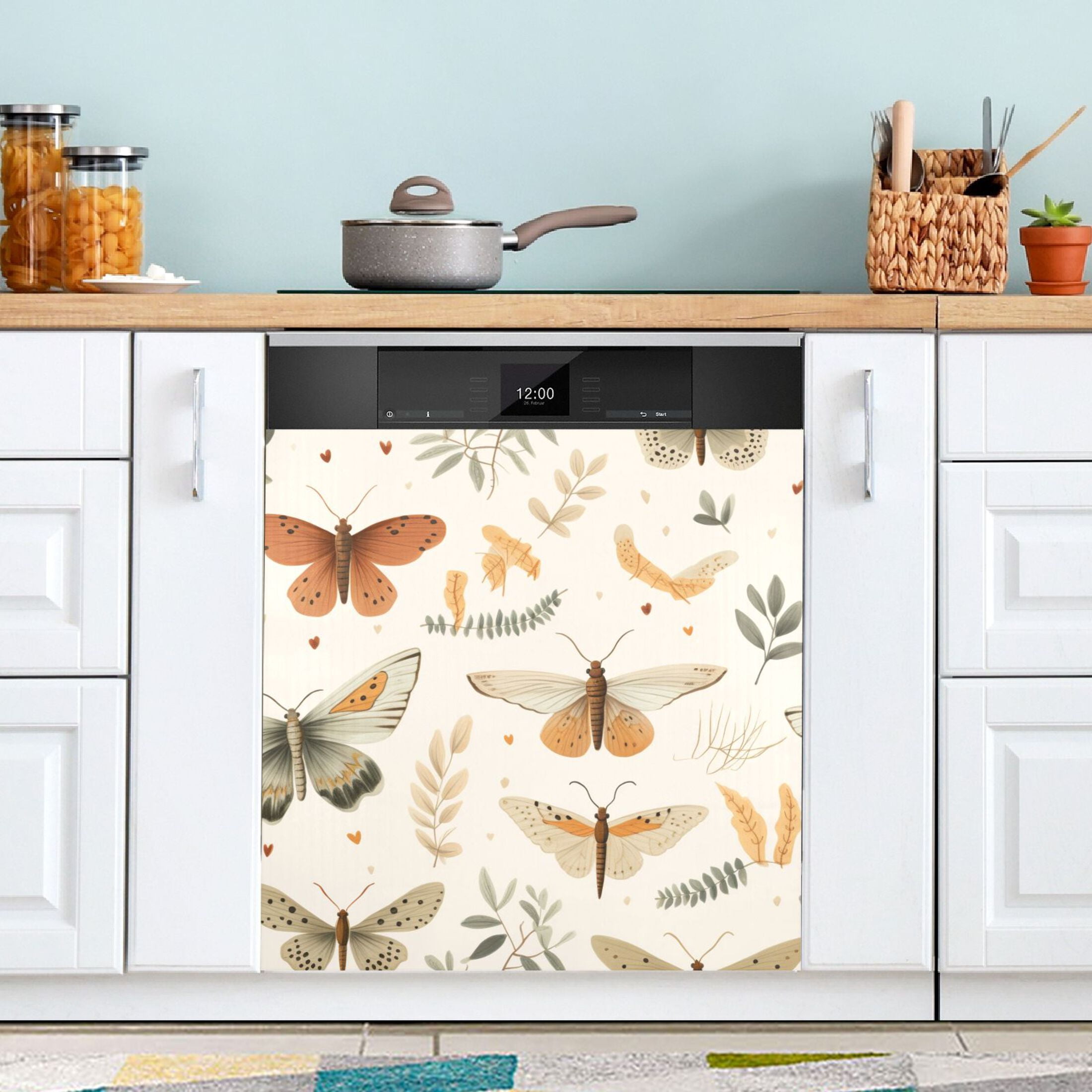 Insect Butterflies Leaves Dishwasher Magnetic Covers Magnet Sticker ...