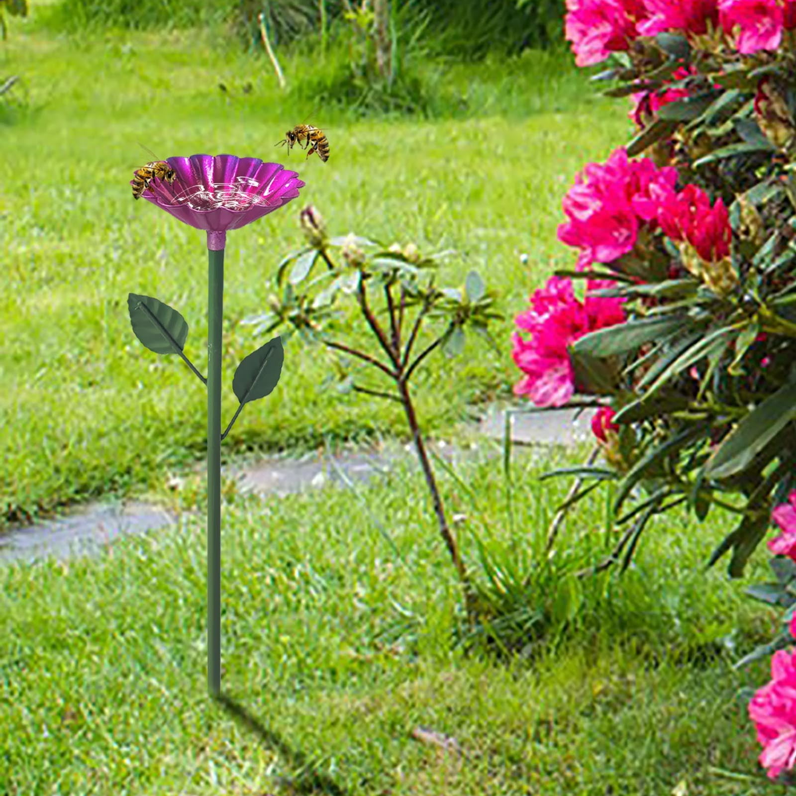 Insect Drinking Station - Metal Flower Shape Trough for Bees and ...