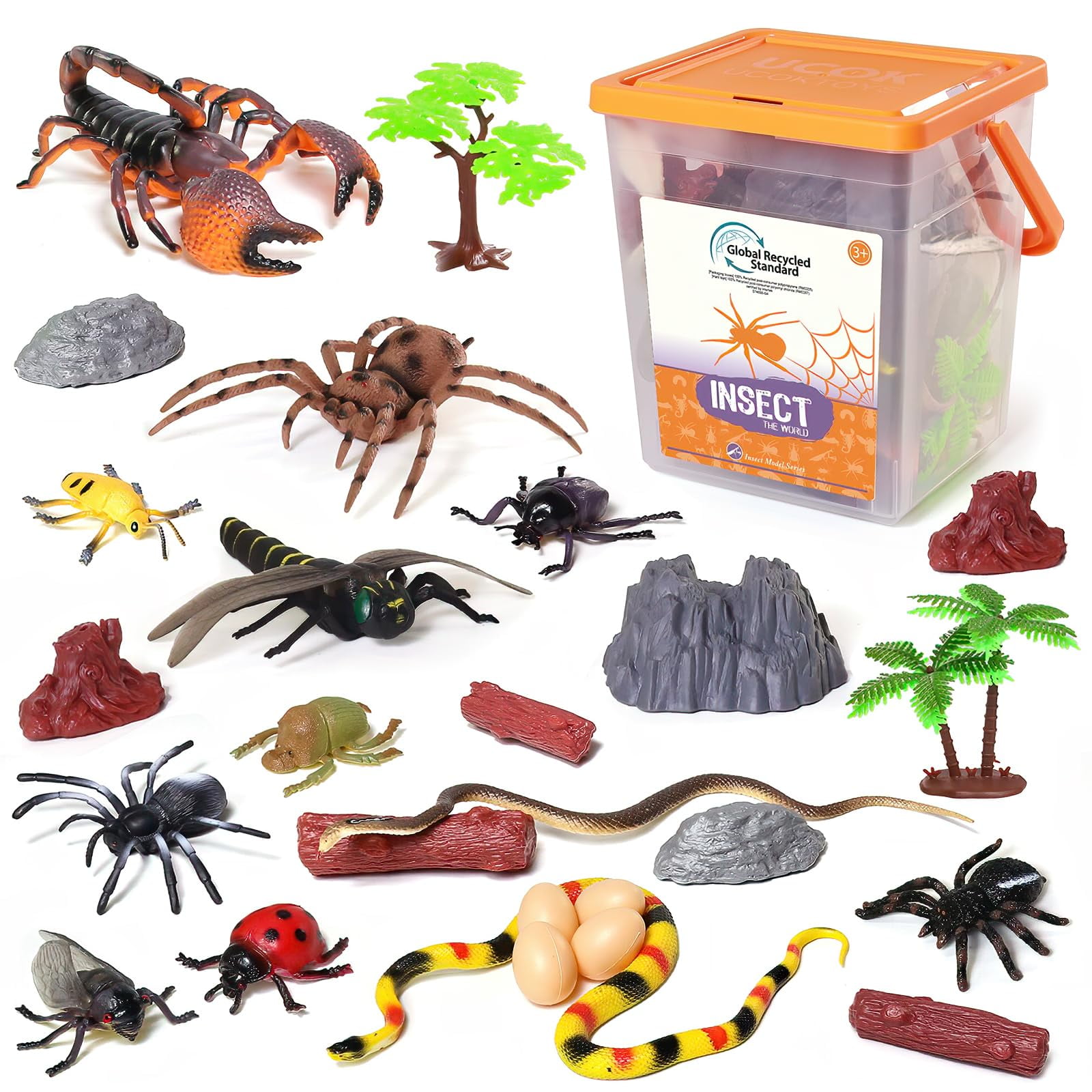 Insect Figure Toys For Kids, Plastic Assorted Realistic Play Bug ...
