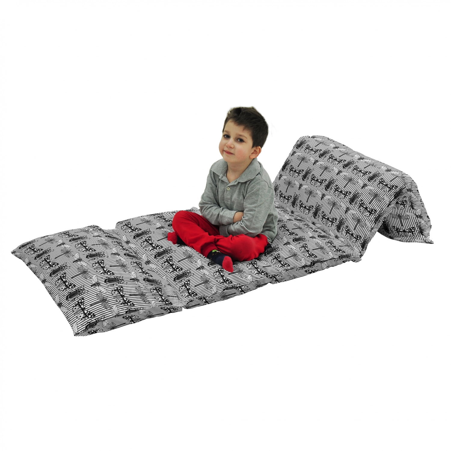 Insect Floor Pillow Lounger Cover, Modern Butterfly Dragonfly Bumblebee ...