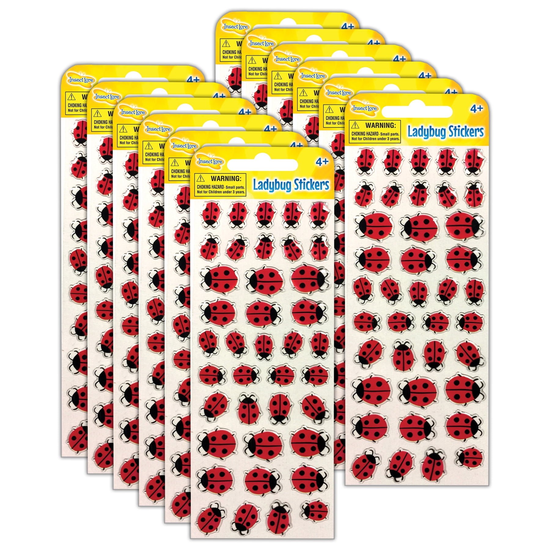 Insect Lore Ladybug Stickers, 39 Per Pack, 12 Packs - Walmart.com