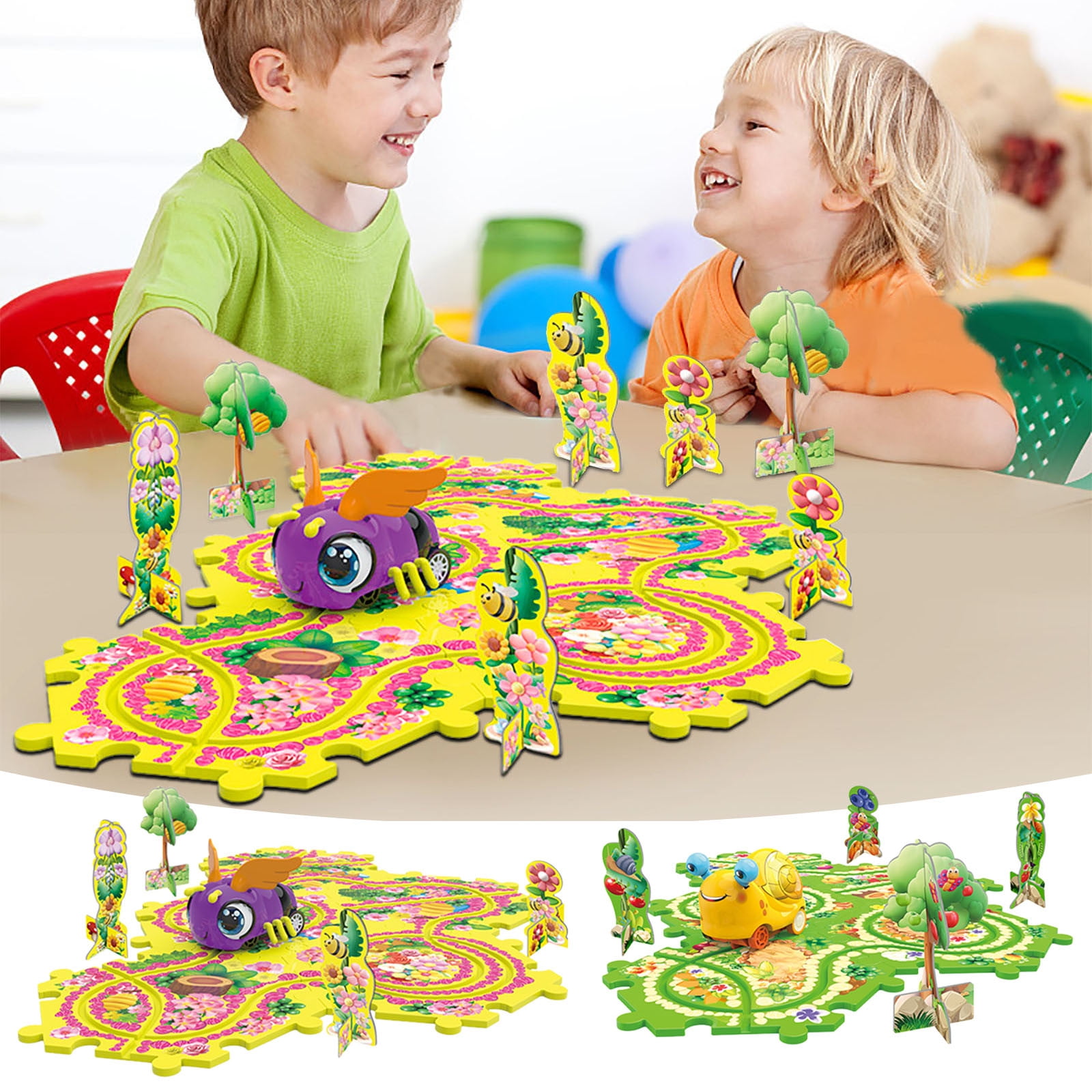 Insect Puzzle Track Toy Car Set - Interactive Assembly Game with Multi ...