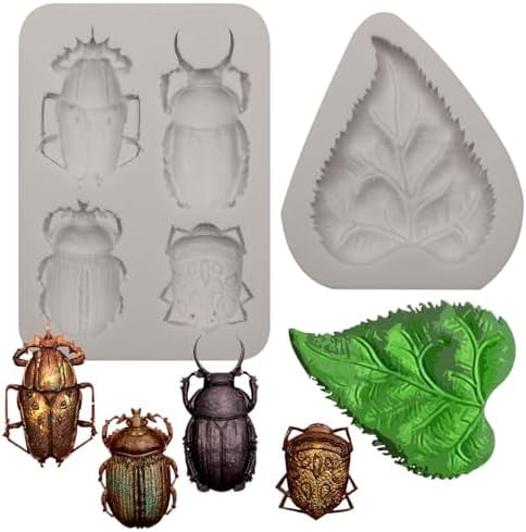 Insect Silicone Mold Set with Beetles and Leaf Design, Decorative ...