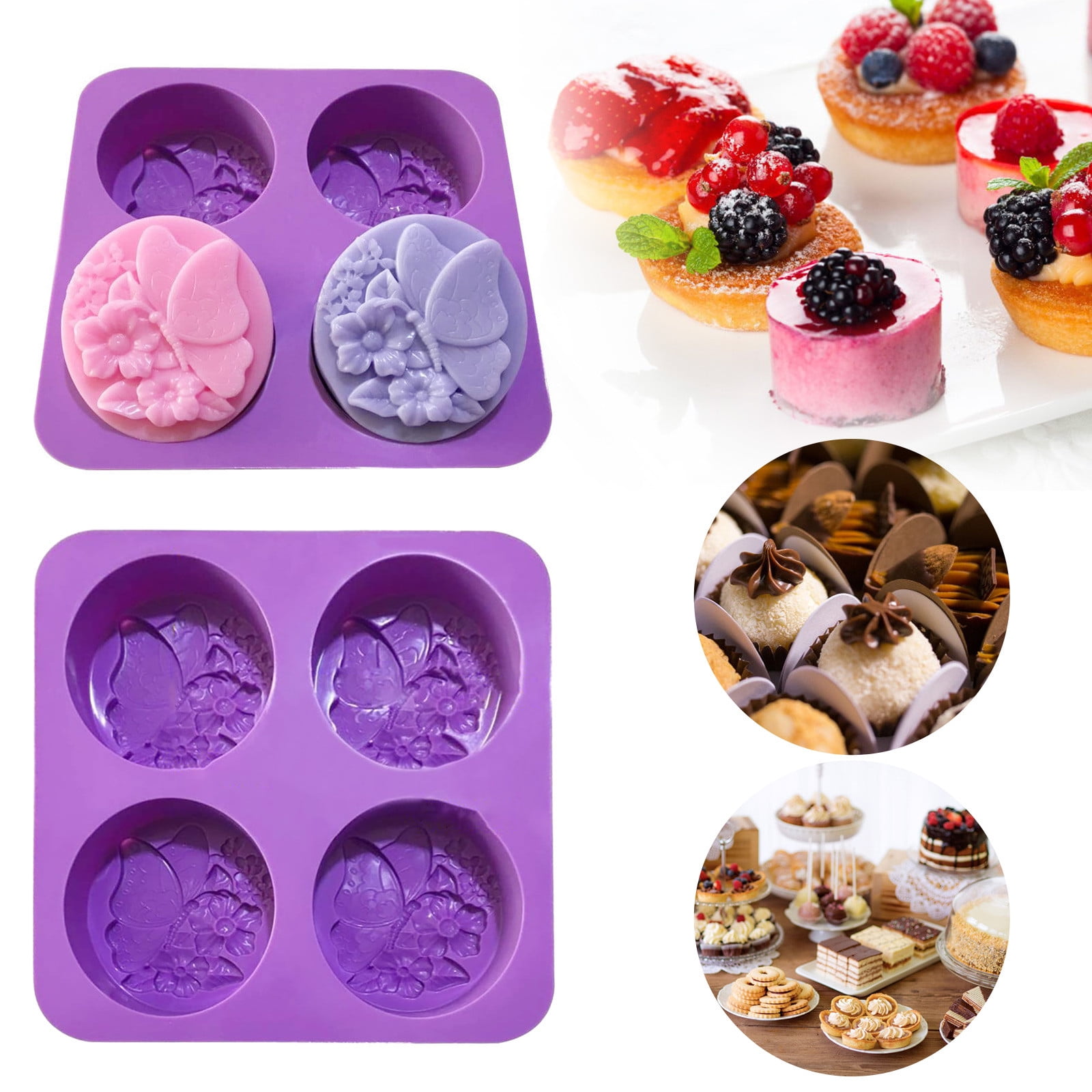 Insect Silicone Molds Soap 1pcs 4-Cavity Flower Butterfly Pattern ...