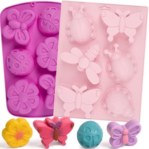 Insect Silicone Molds Soap 2pcs 6-Cavity Dragonfly Butterfly Ladybug ...