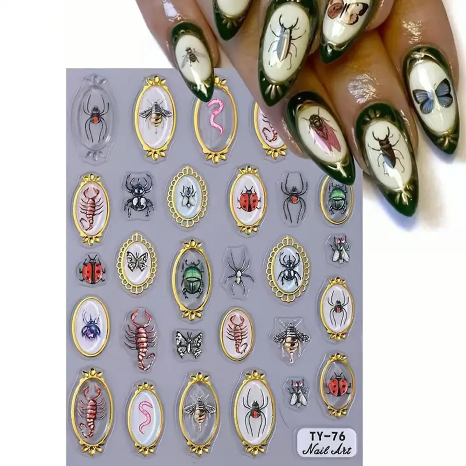 Insect Stickers for Art, 5D Embossed Art Stickers Amber Centipede ...