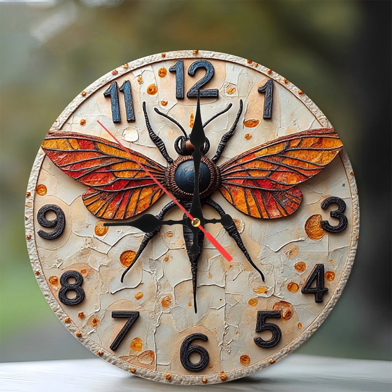 Insect Wall Clock Decorative Vintage Home Decor 10-Inch Silent Wooden ...