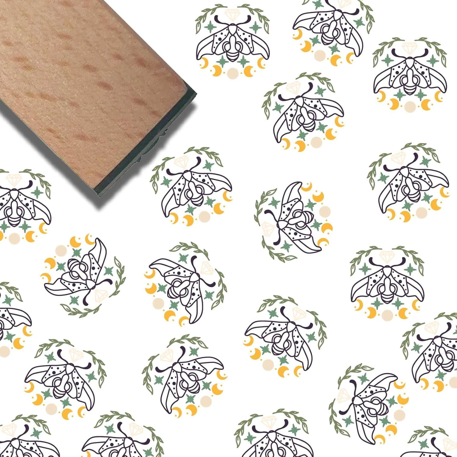 Insect Wooden Stamps Wood Rubber Stamps Vintage 1.6 Inch Diamond Moon ...