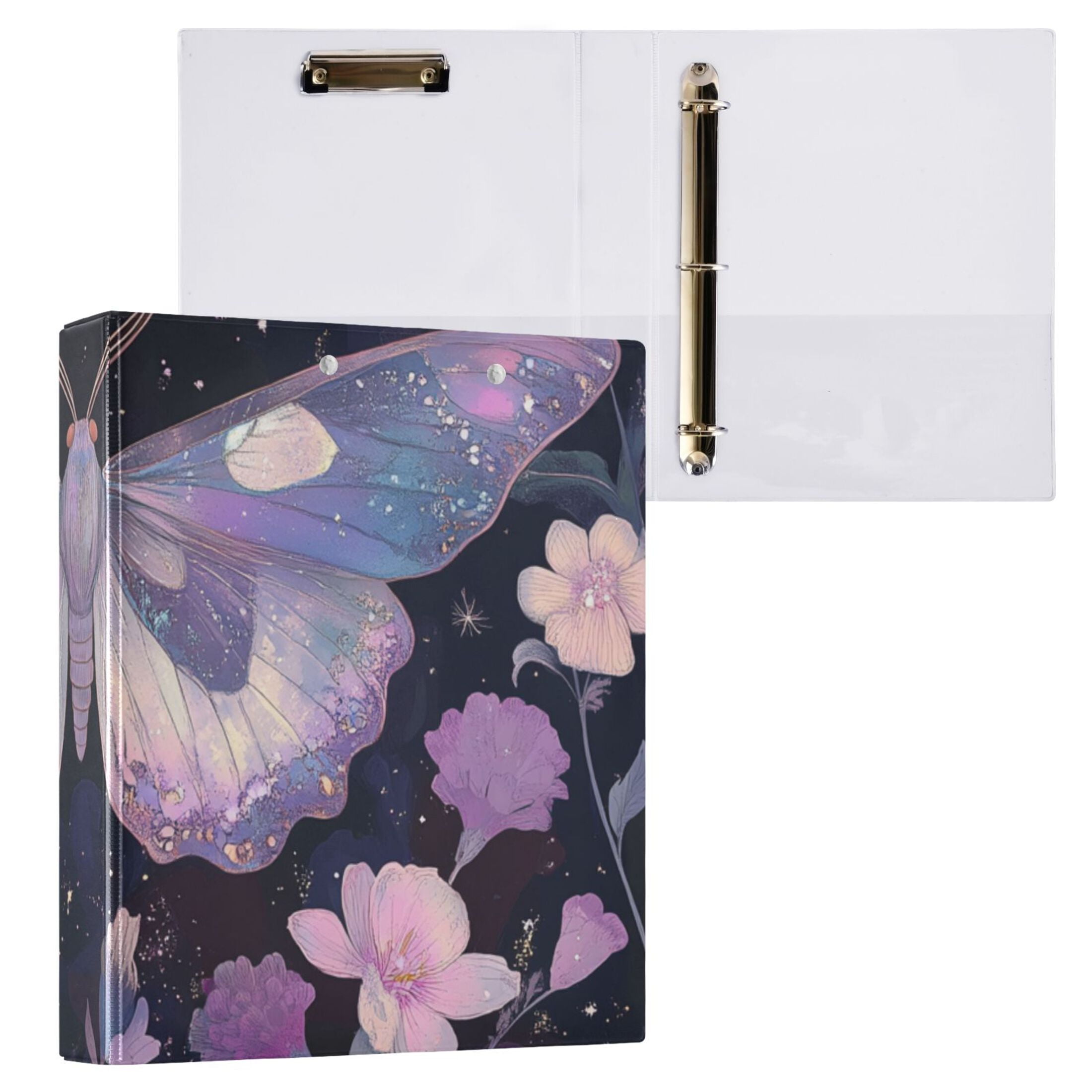 Insect and Flowers Round Ring Binder 3 Rings 1.5" Capacity File Storage ...