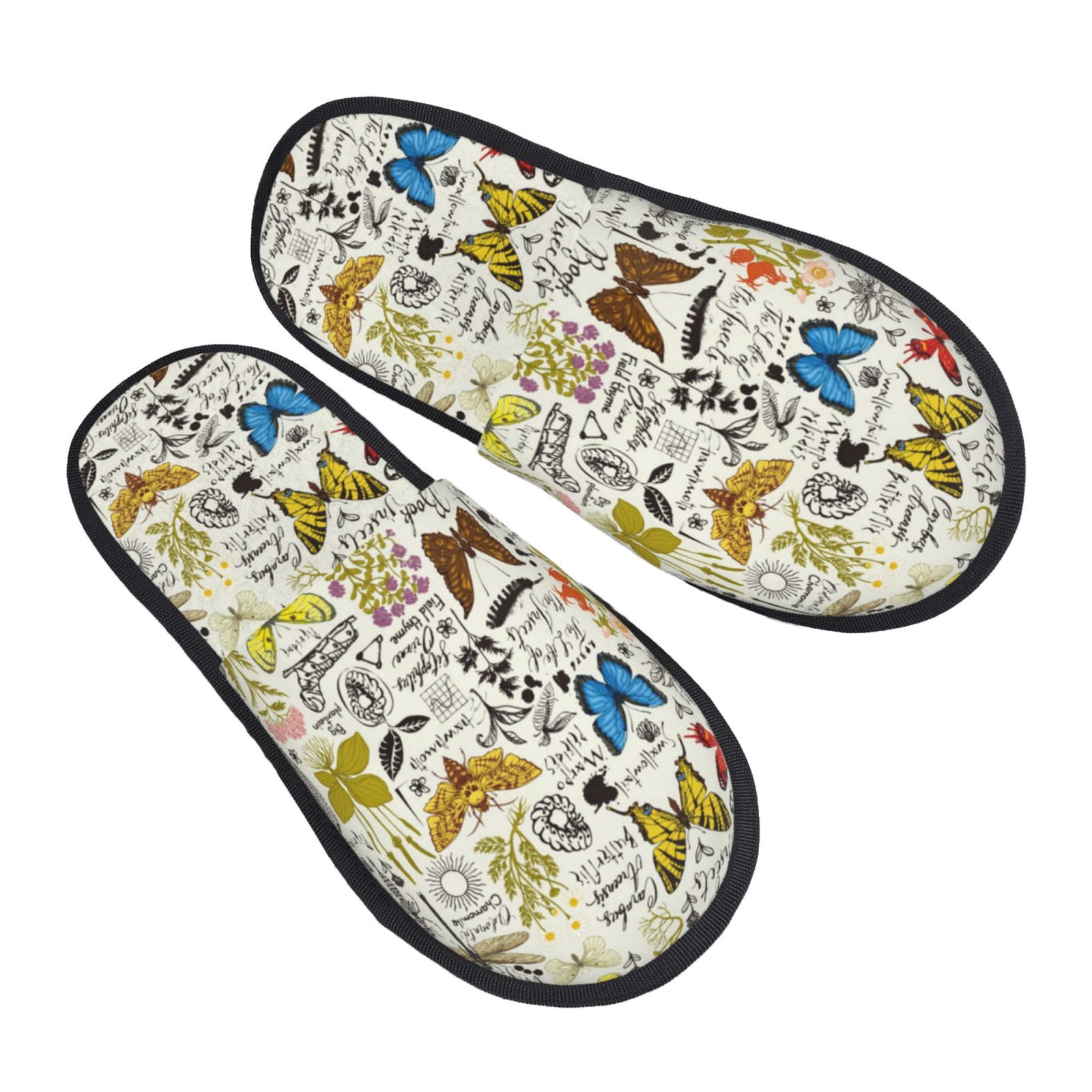 Insects And Medicinal Herbs House Slippers for Women Indoor, Fuzzy Warm ...