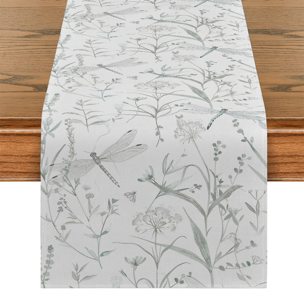 Insects Dragonfly Plants Flowers Table Runner Home Wedding Centerpieces ...