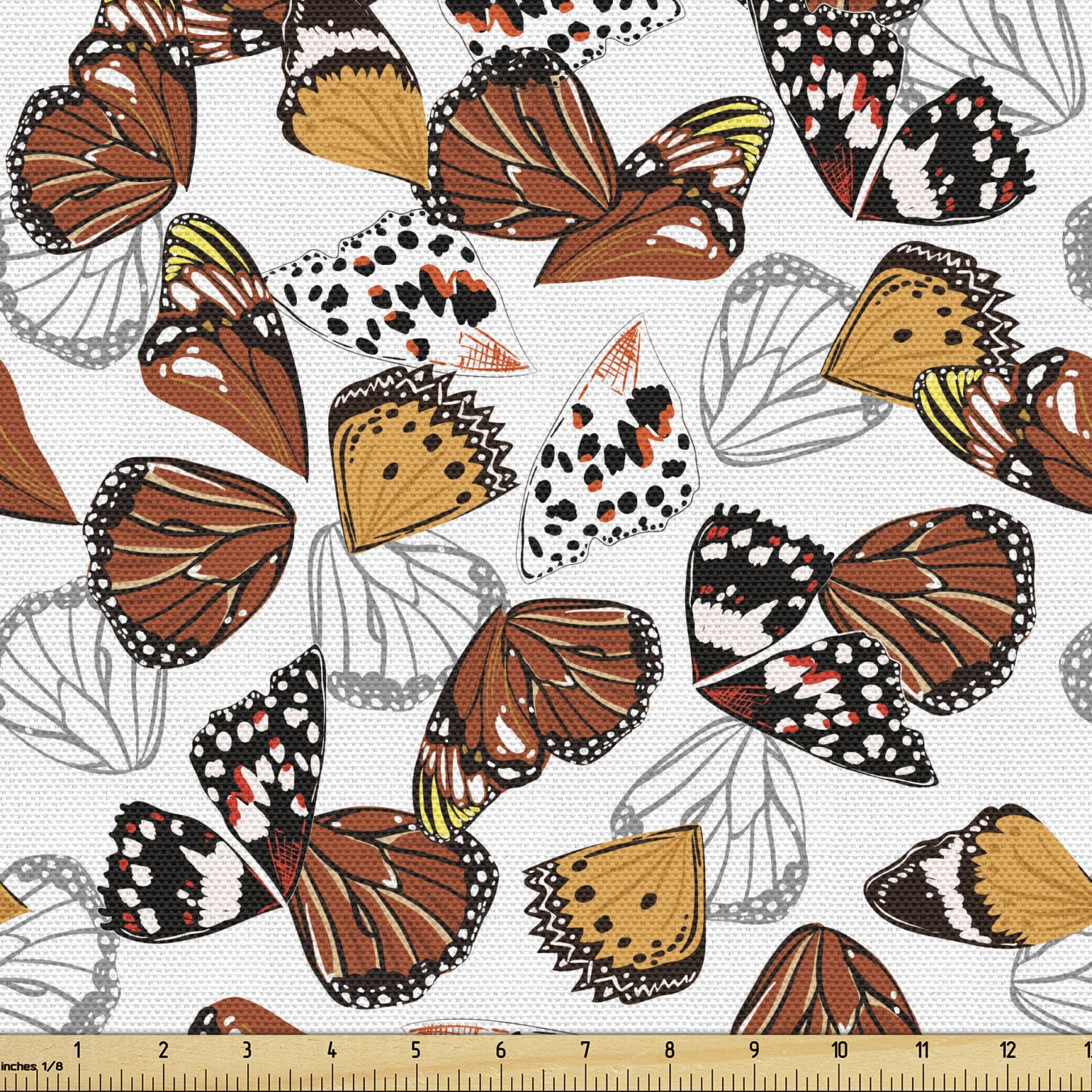 Insects Fabric by the Yard, Abstract Pattern with Butterfly Wings ...