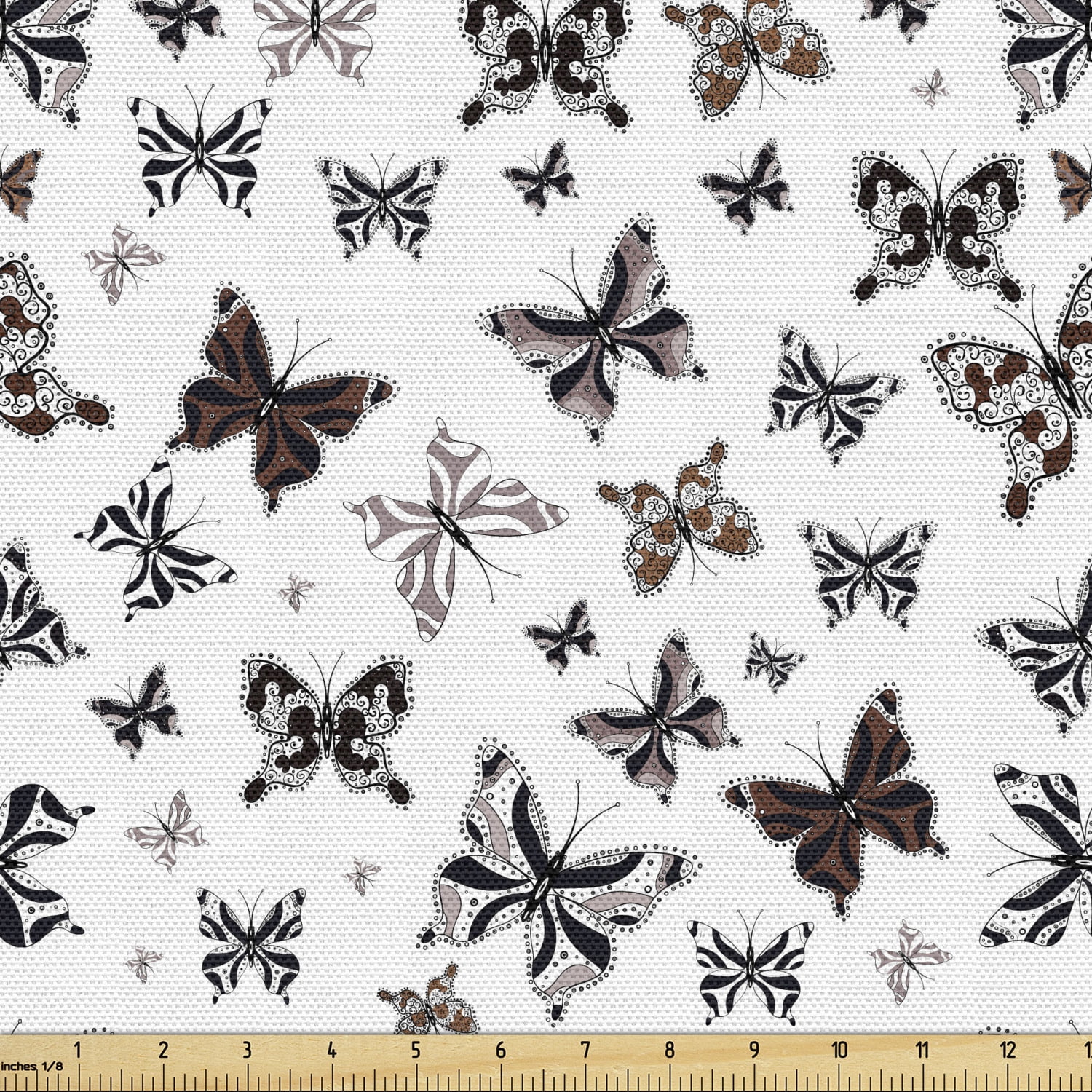 Insects Fabric by the Yard Upholstery, Continuous Pattern of Ornamental ...