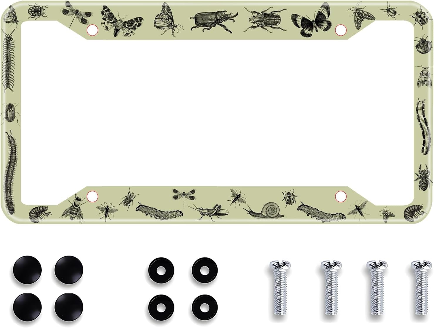 Insects License Plate Frames, Bee Beetle Moth Butterfly Bugs Car Tag ...