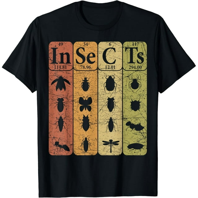 Insects Periodic Table Elements Entomologist Retro Bugs T-Shirt ...