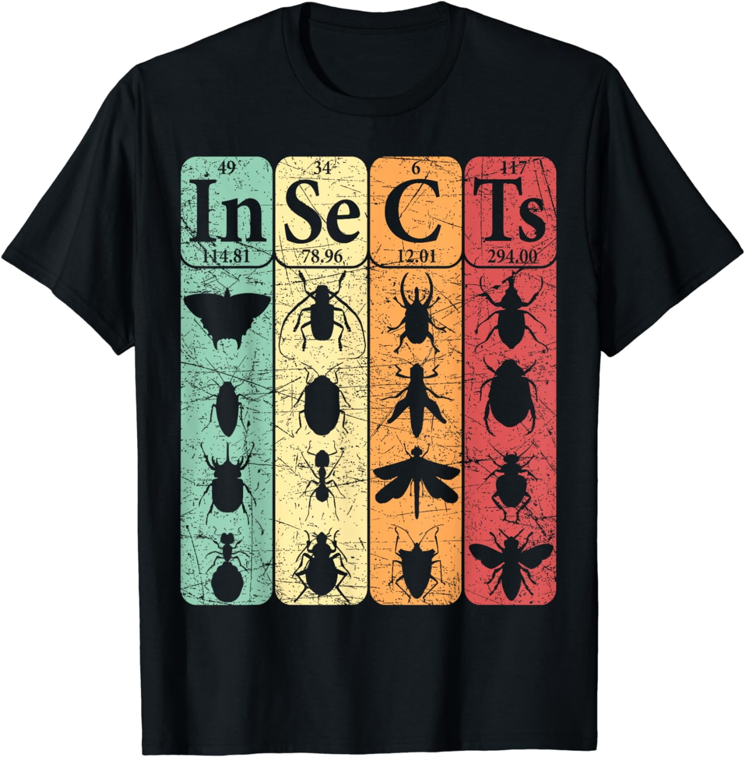 Insects Periodic Table Elements Entomologist Retro Bugs T-Shirt ...