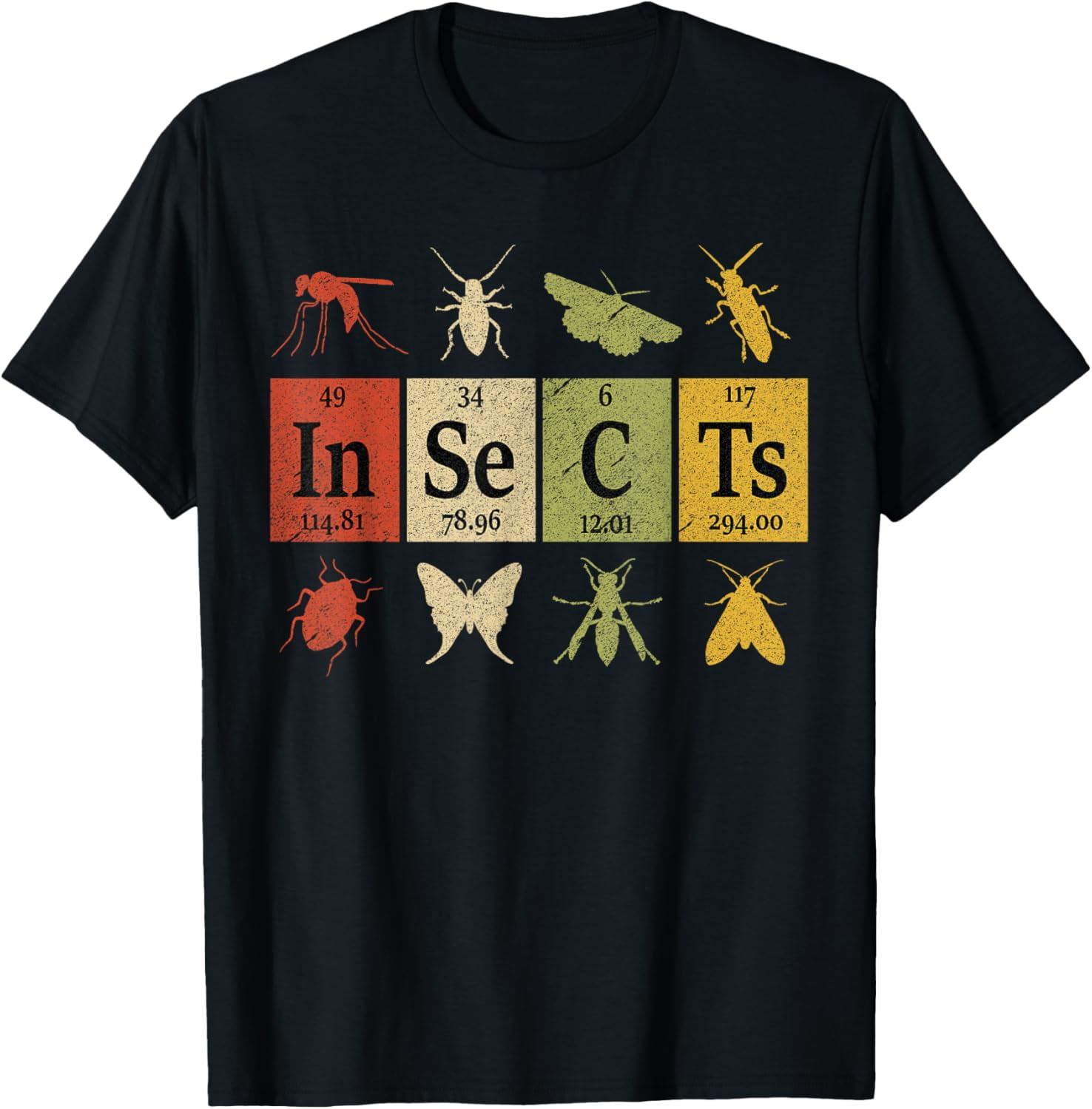 Insects Periodic Table Elements Entomologist Retro Bugs T-Shirt ...