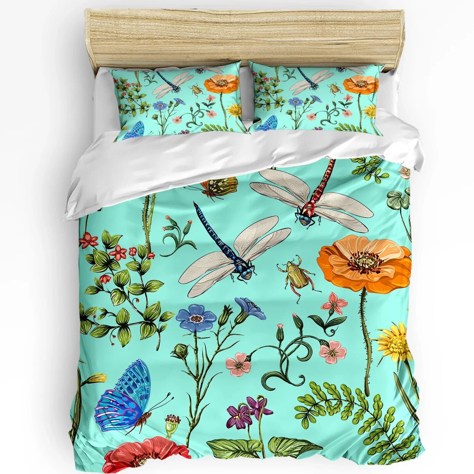 Insects Scarabs Beetles Duvet Cover Bed Bedding Set For Double Home ...
