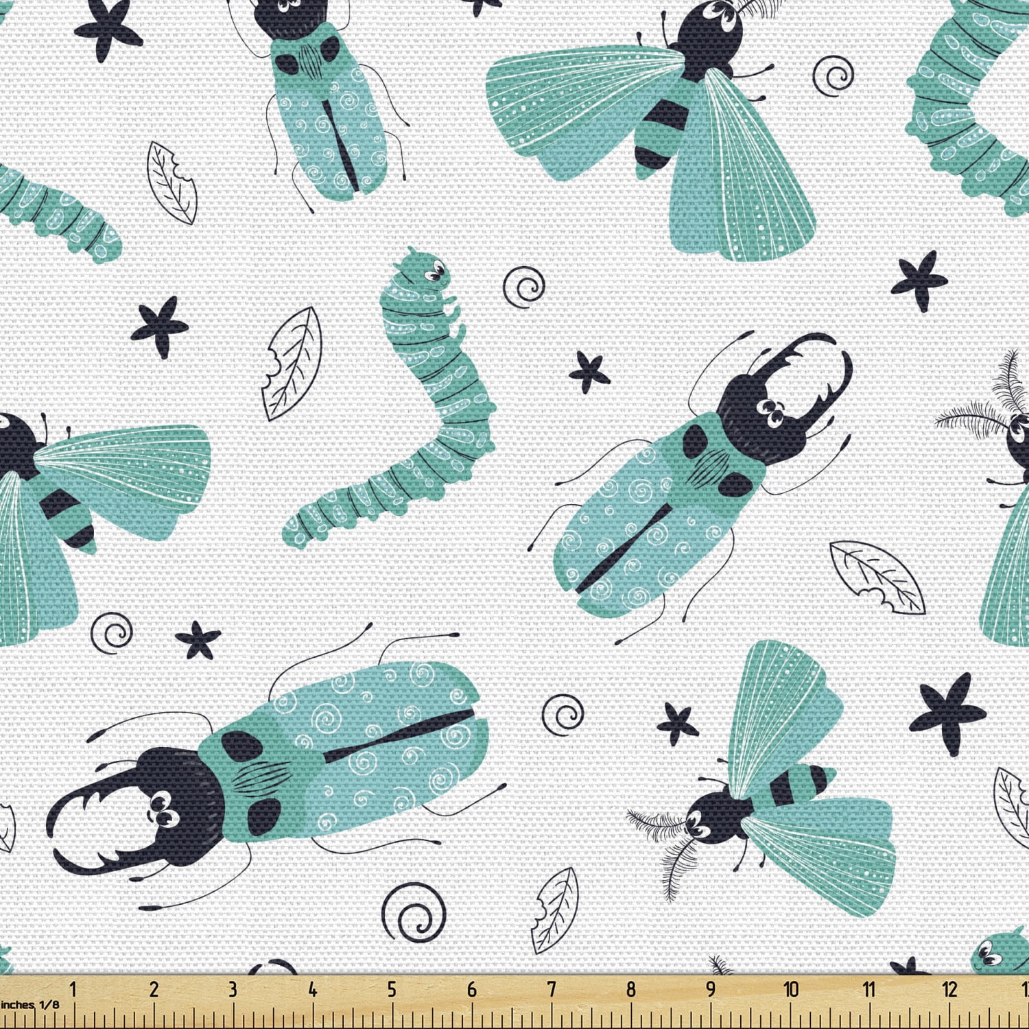 Ambesonne Insects Fabric by the Yard Upholstery, Nature Pattern Eco ...