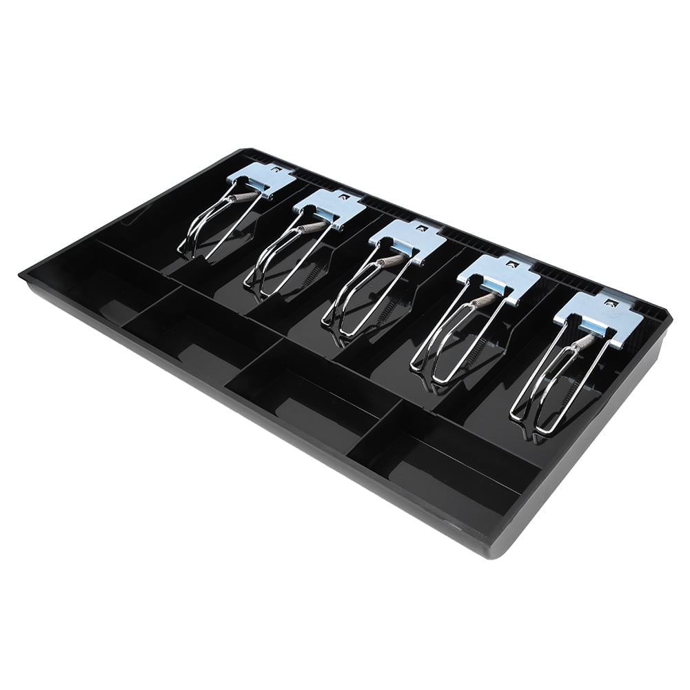 Insert Cash Drawer Tray with Metal Clip,5 Compartment ABS Coin Money ...