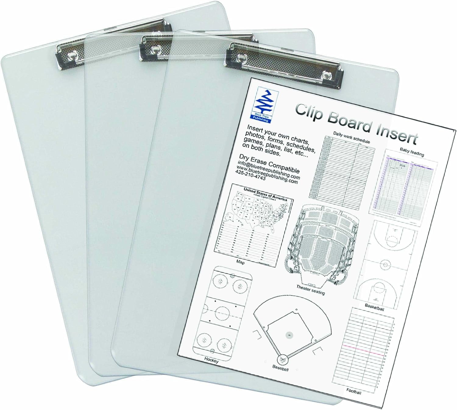 Insert Clipboard,See-Thru 3 Pack, Transparent, Insert Documents You ...