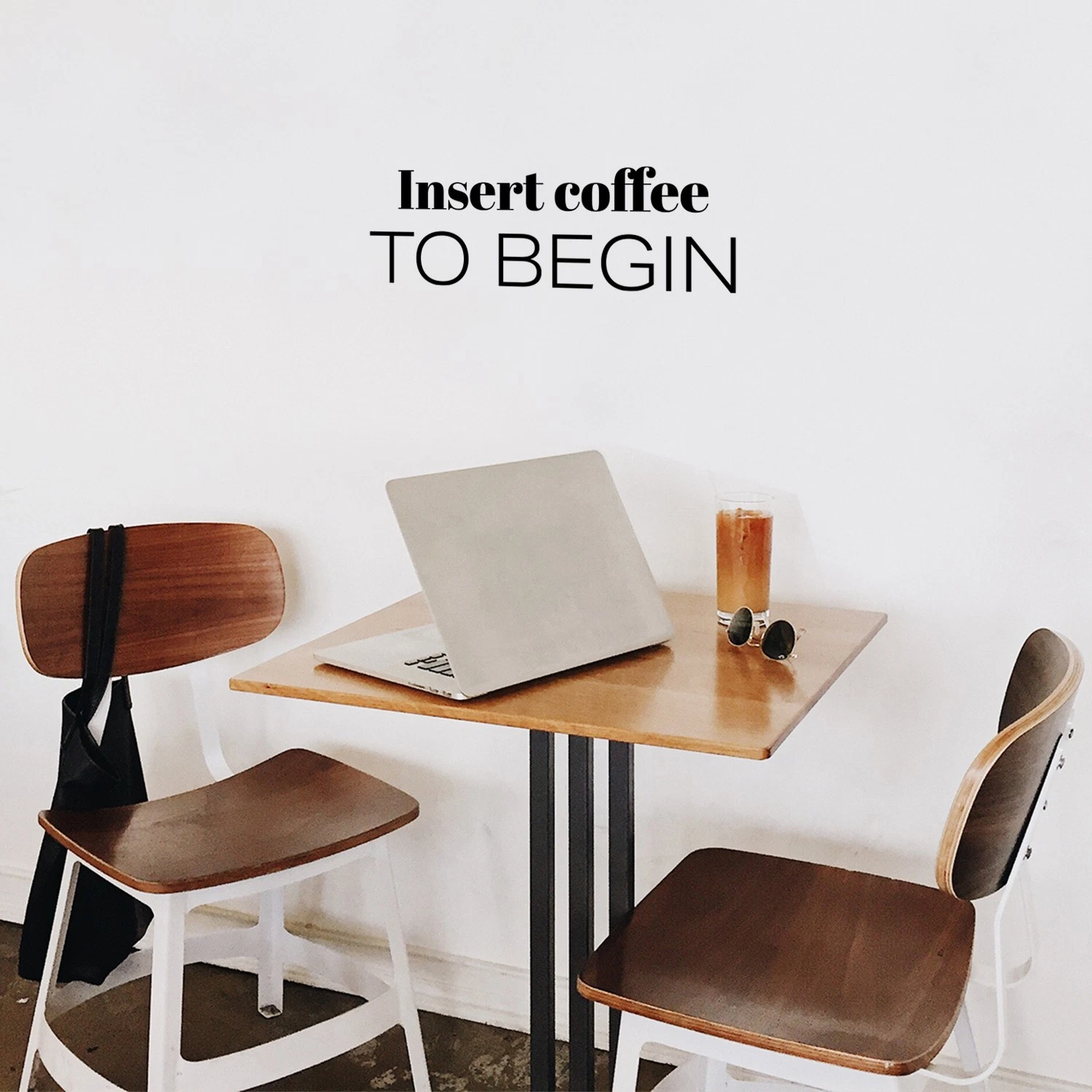 Insert Coffee To Begin - Black 8" X 25" Wall Art Decal Vinyl Sticker ...