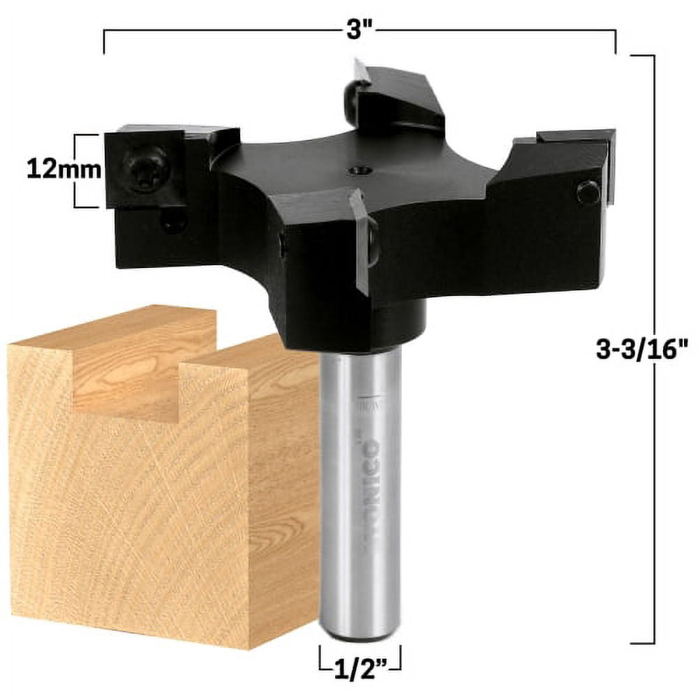Insert Cutter Spoilboard Router Bit 3" Diameter - 4 Cutter - 1/2" Shank ...