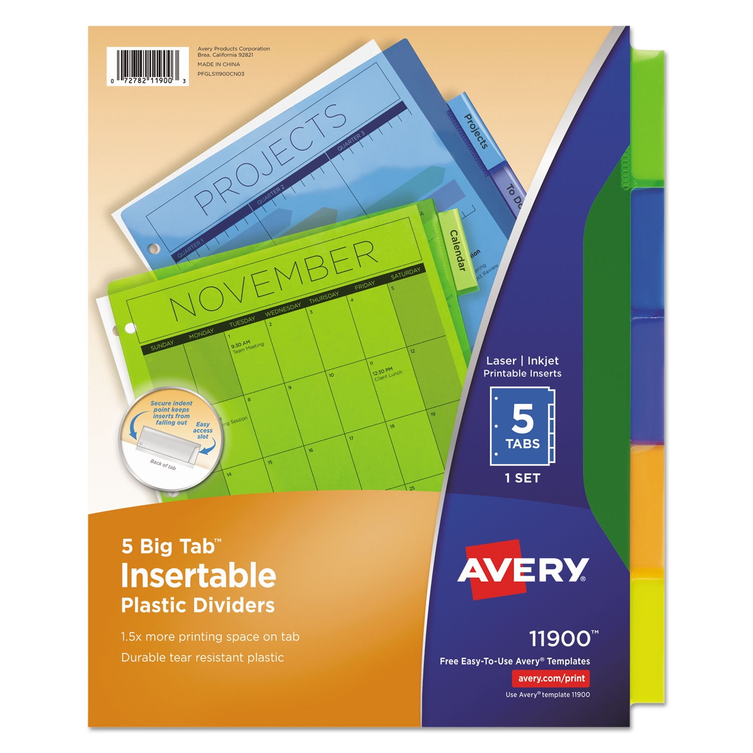 Insertable Big Tab Plastic Dividers, 5-Tab, 11 X 8.5, Assorted, 1 Set ...