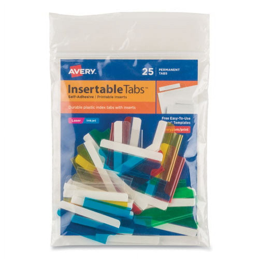 Insertable Index Tabs With Printable Inserts, 1/5-Cut Tabs, Assorted ...