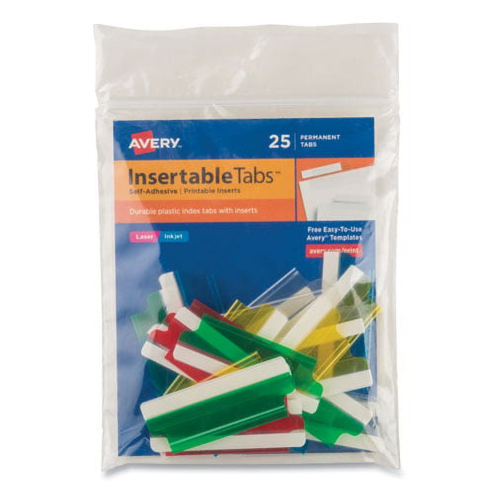 "Insertable Index Tabs With Printable Inserts, 1/5-Cut Tabs, Assorted ...