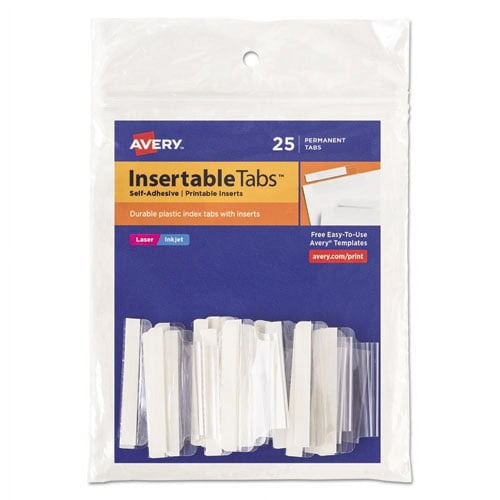 "Insertable Index Tabs with Printable Inserts, 1/5-Cut, Clear, 1.5 ...