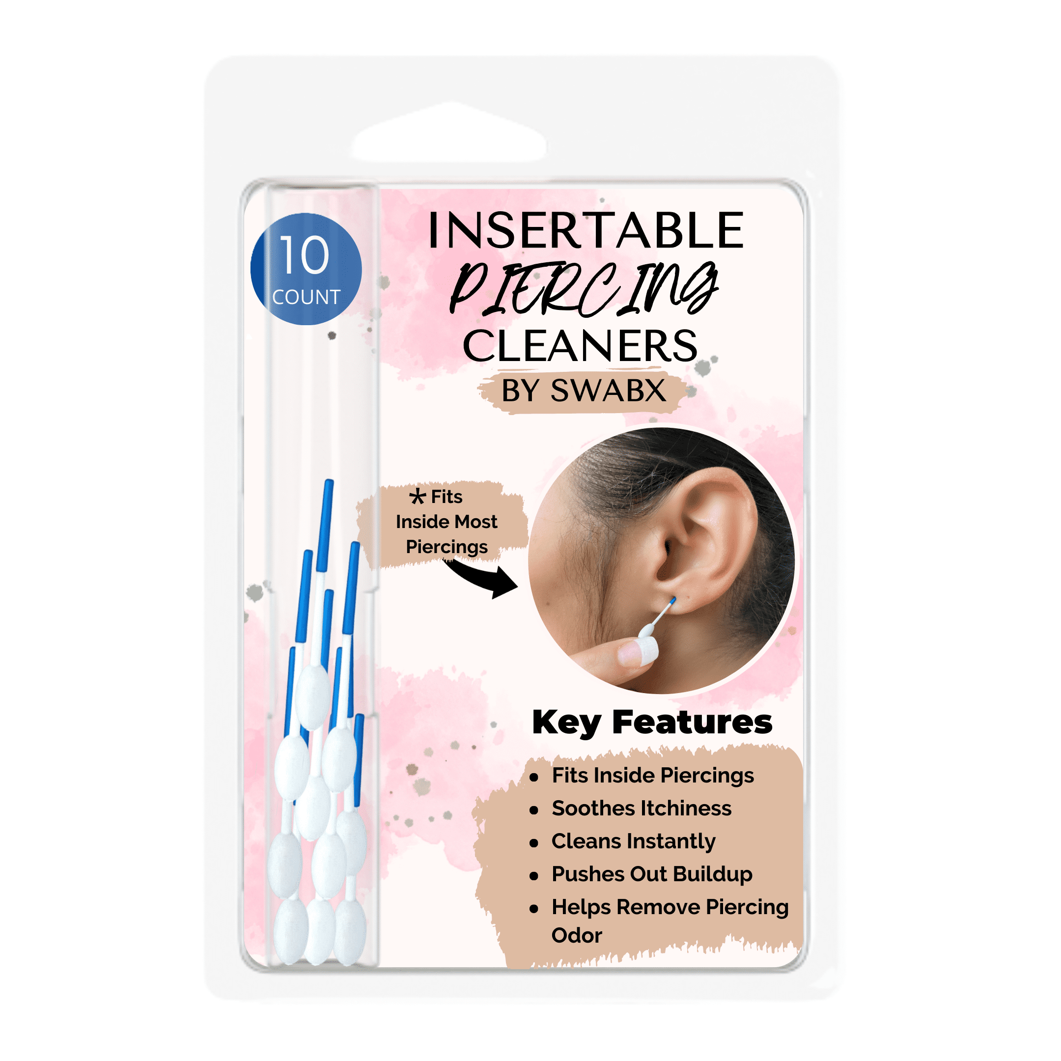 Insertable Piercing Aftercare Cleaner By Swabx 10 Count - Walmart.com