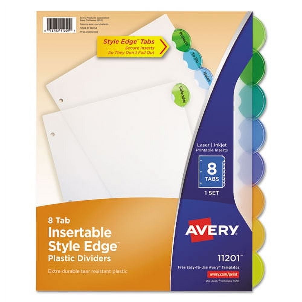 Insertable Style Edge Tab Plastic Dividers, 8-Tab, 11 X 8.5 ...