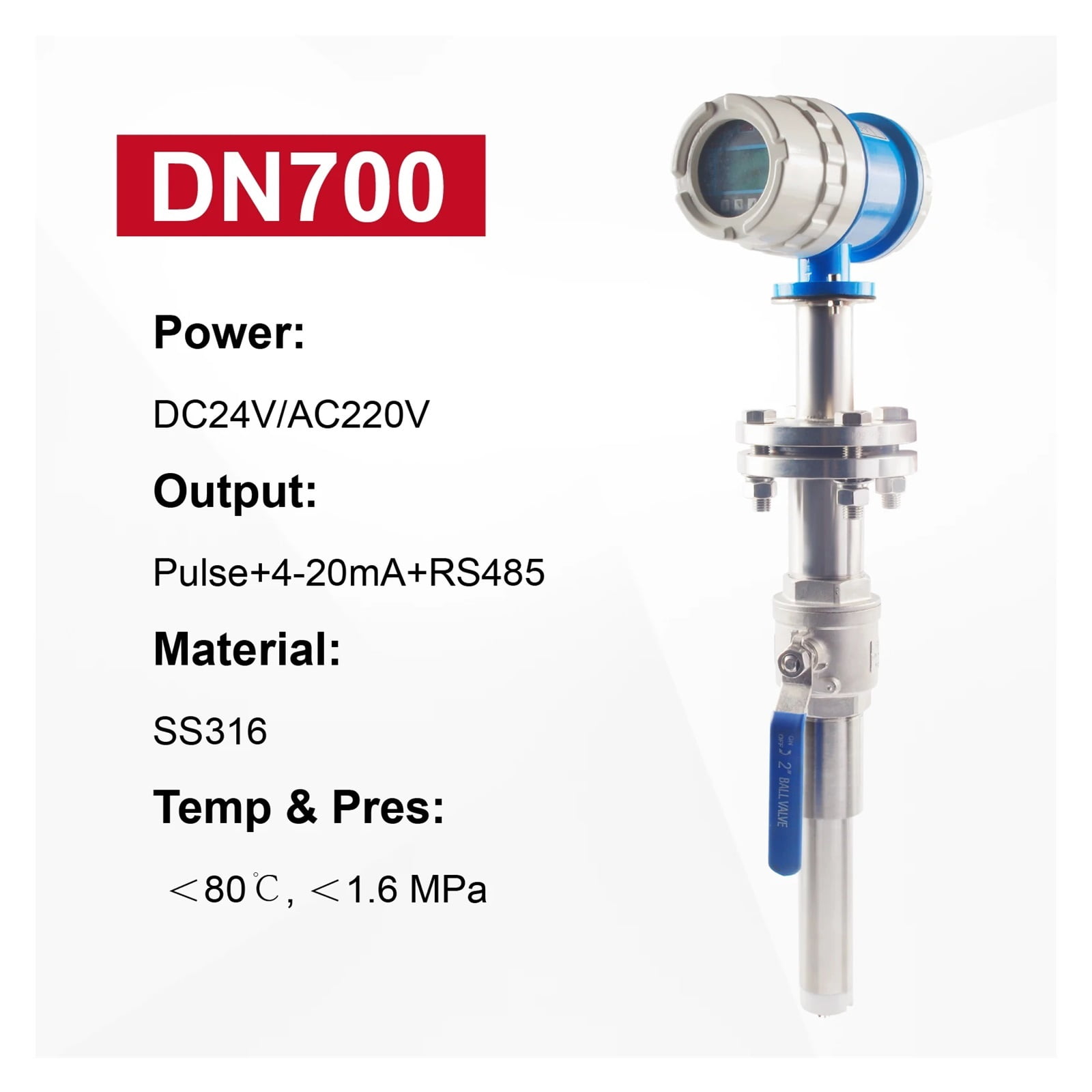 Insertion Electromagnetic Flow Meter for Sewage Wastewater Pipe ...