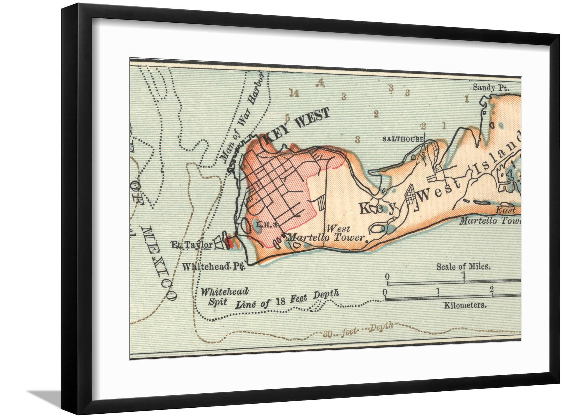 Art.com Inset Map of Key West Island, Florida Art Print by ...