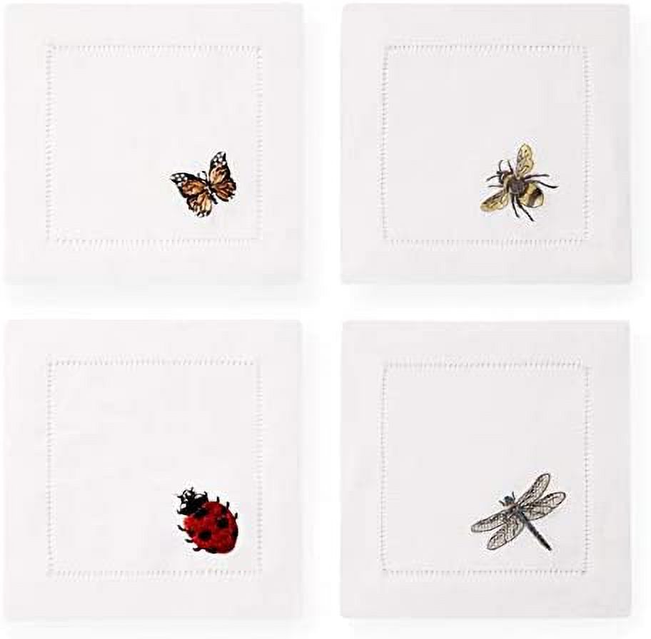 Insetti Embroidered Cocktail Napkins (6" x 6") - Set of 4 - Walmart.com