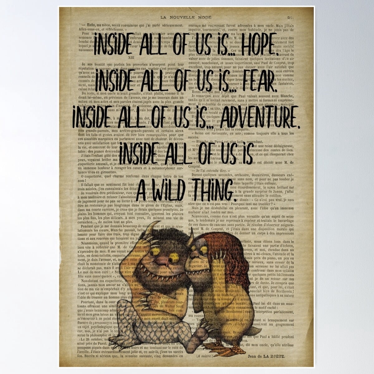 Inside All Of Us Wild Things Dictionary Page Print UNFRAMED PAPER ...