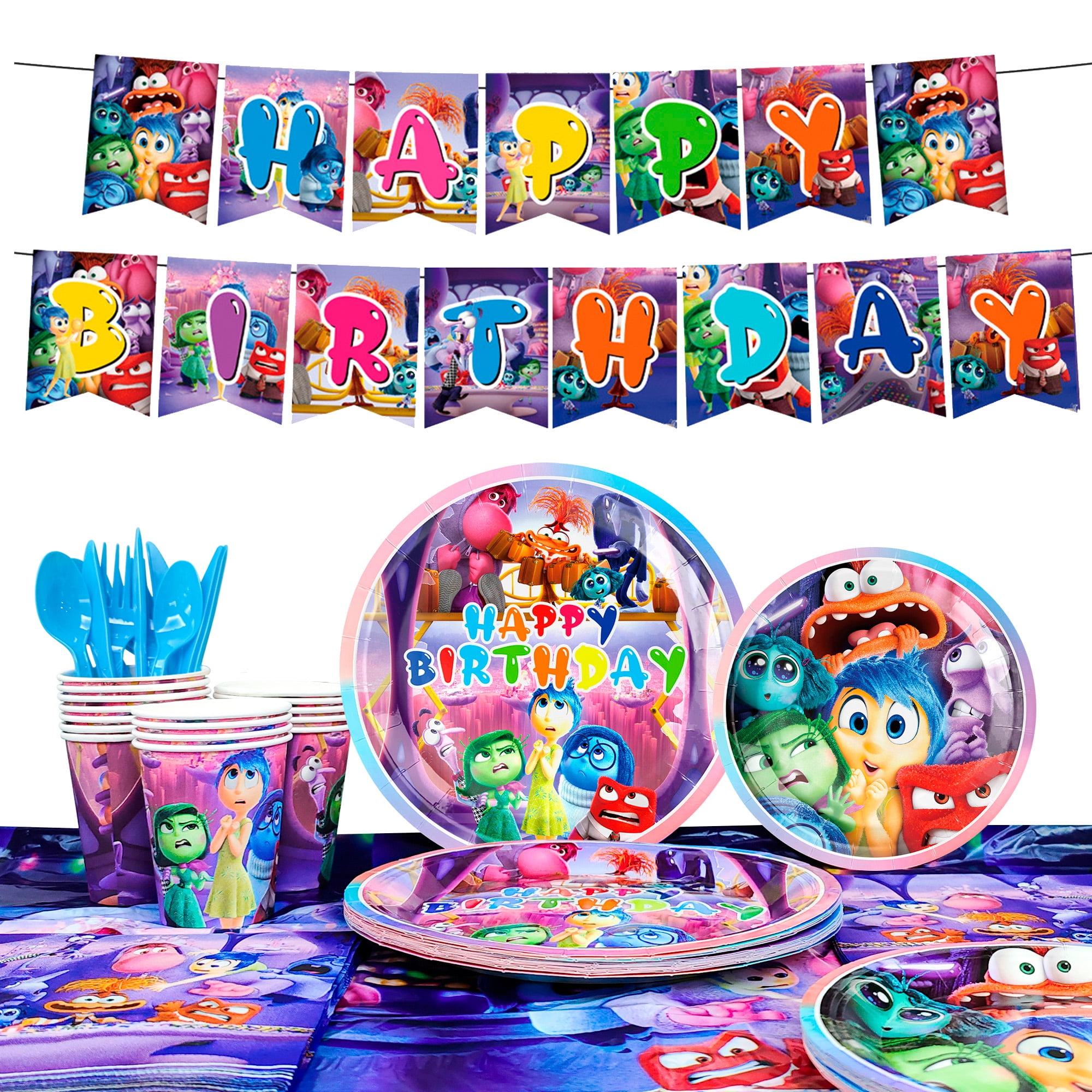 Inside Out Birthday Decoration Tableware Set, 114 Pcs Inside Out Theme ...
