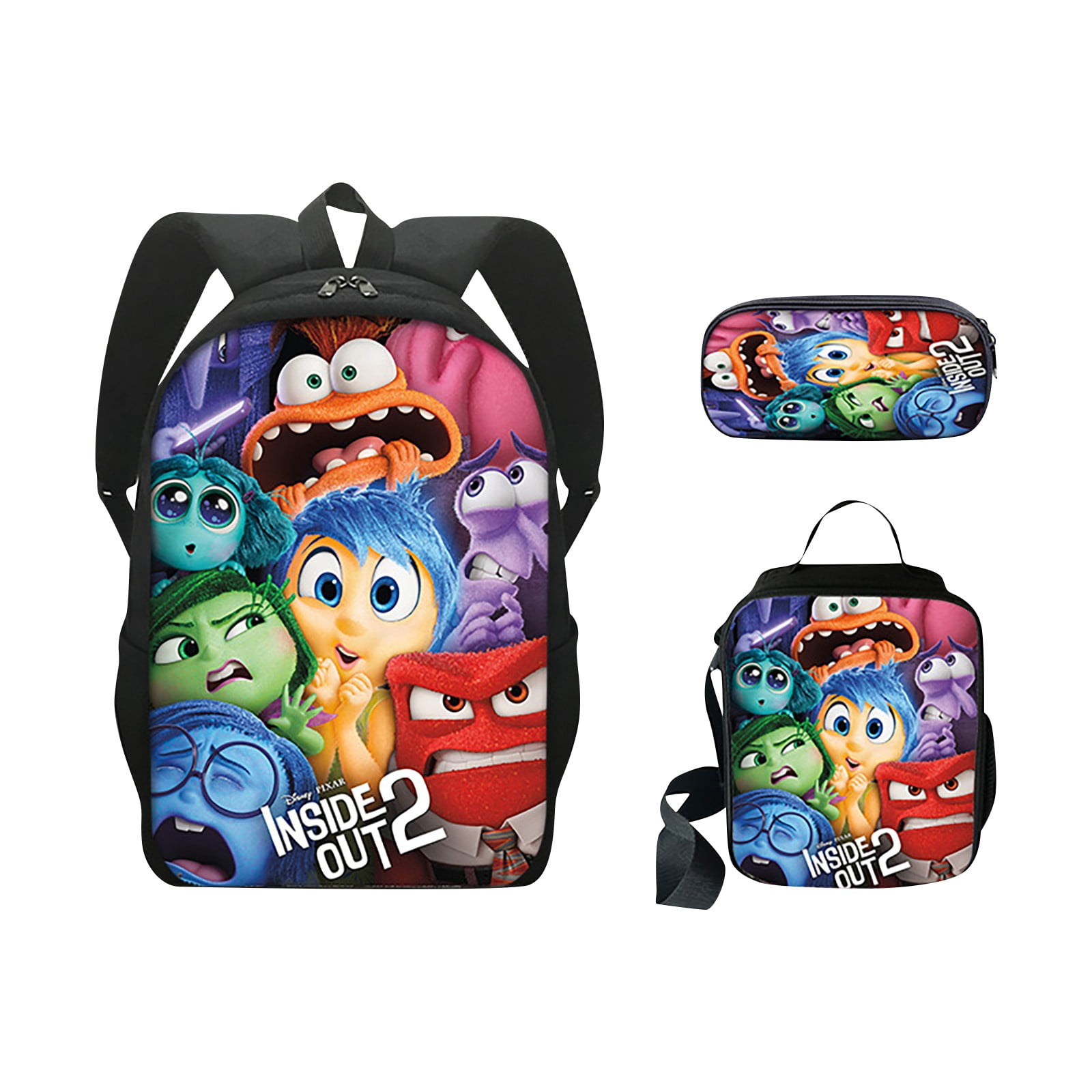 Inside Out Cartoon Backpack for School 3PCS Inside Out 2 Backpack Large ...