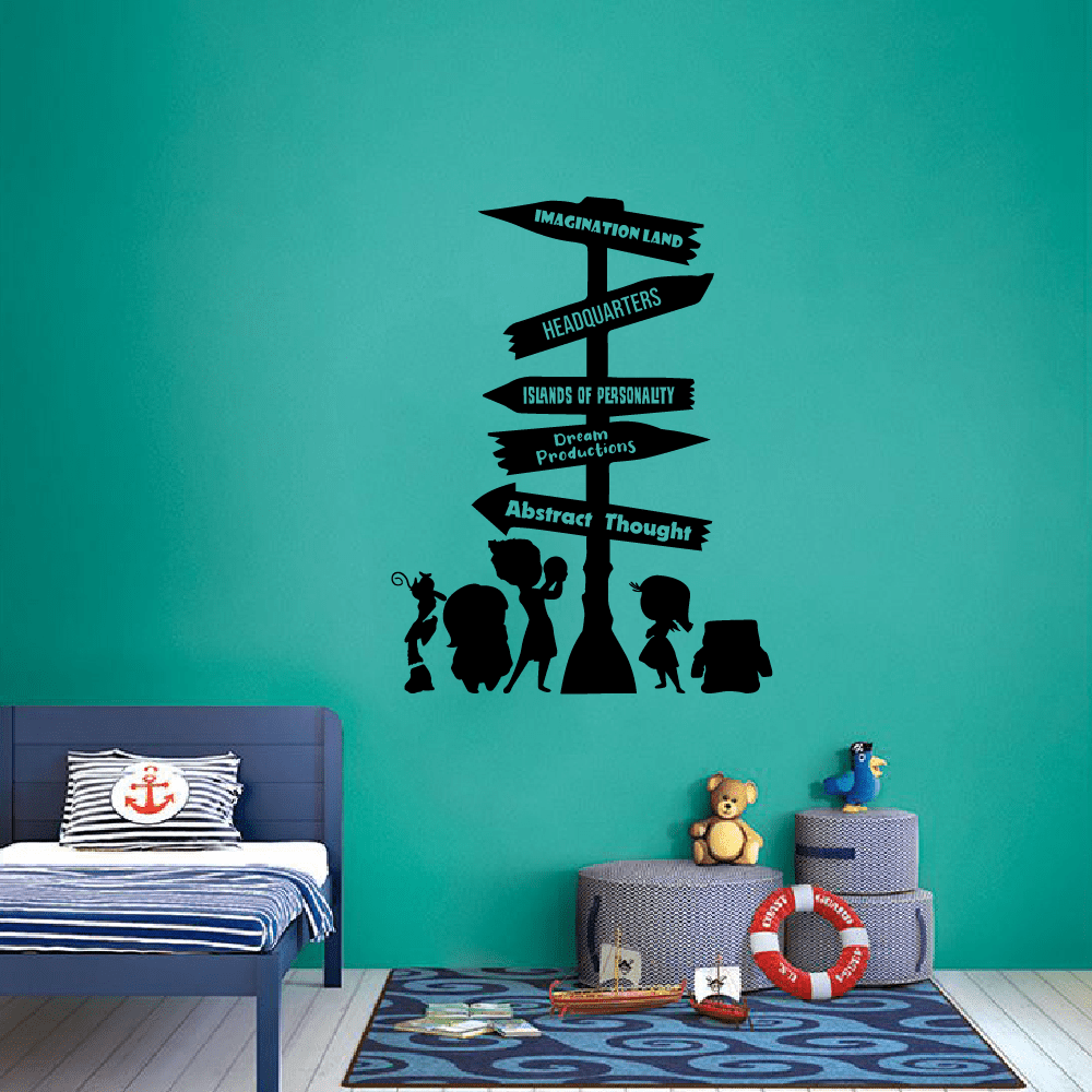 Inside Out Cartoon Pathway Signage Fantasy World Sign Wall Sticker Art ...