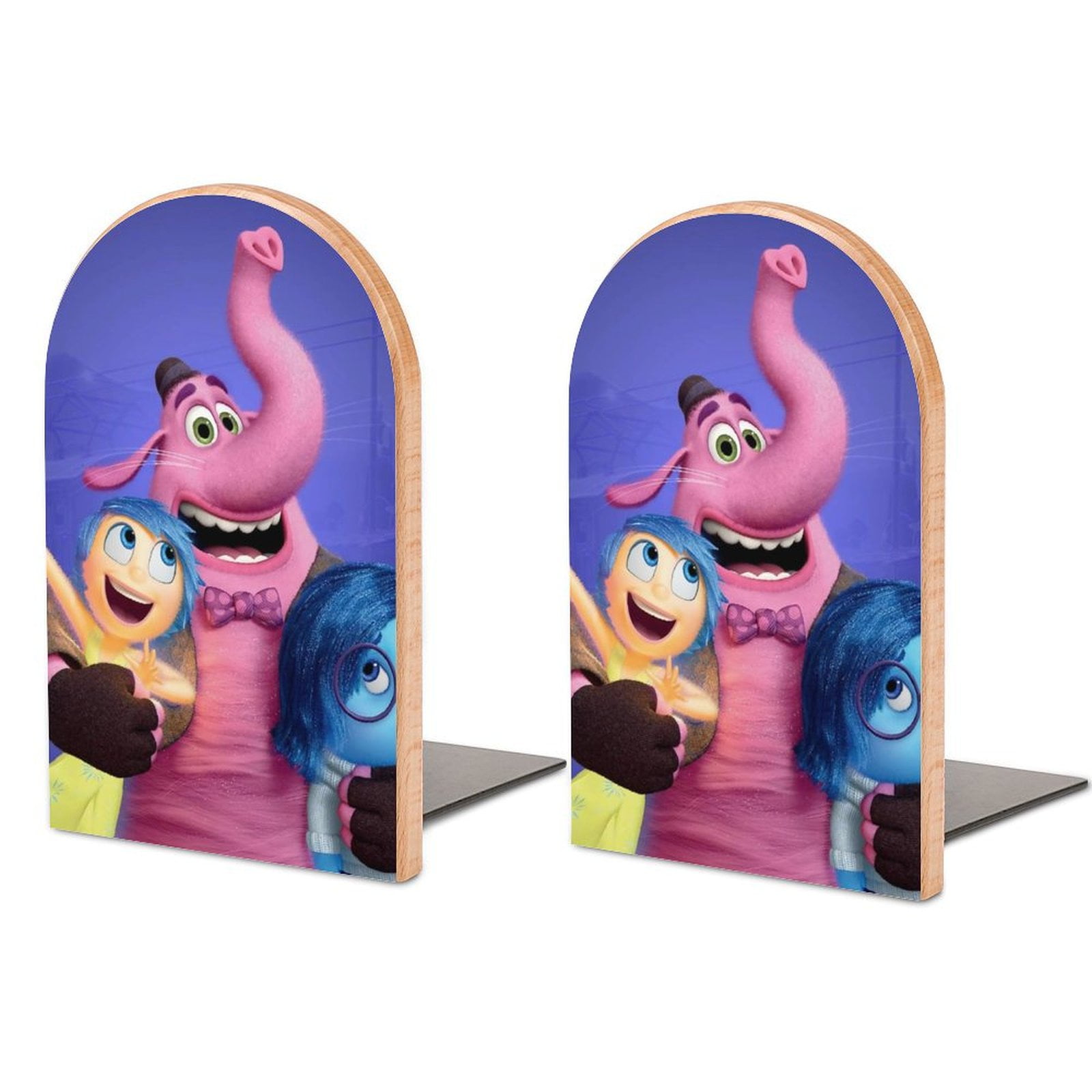 Inside Out Joy And Sadness 2PCS Wood Bookends for Shelves, Non-Slip ...