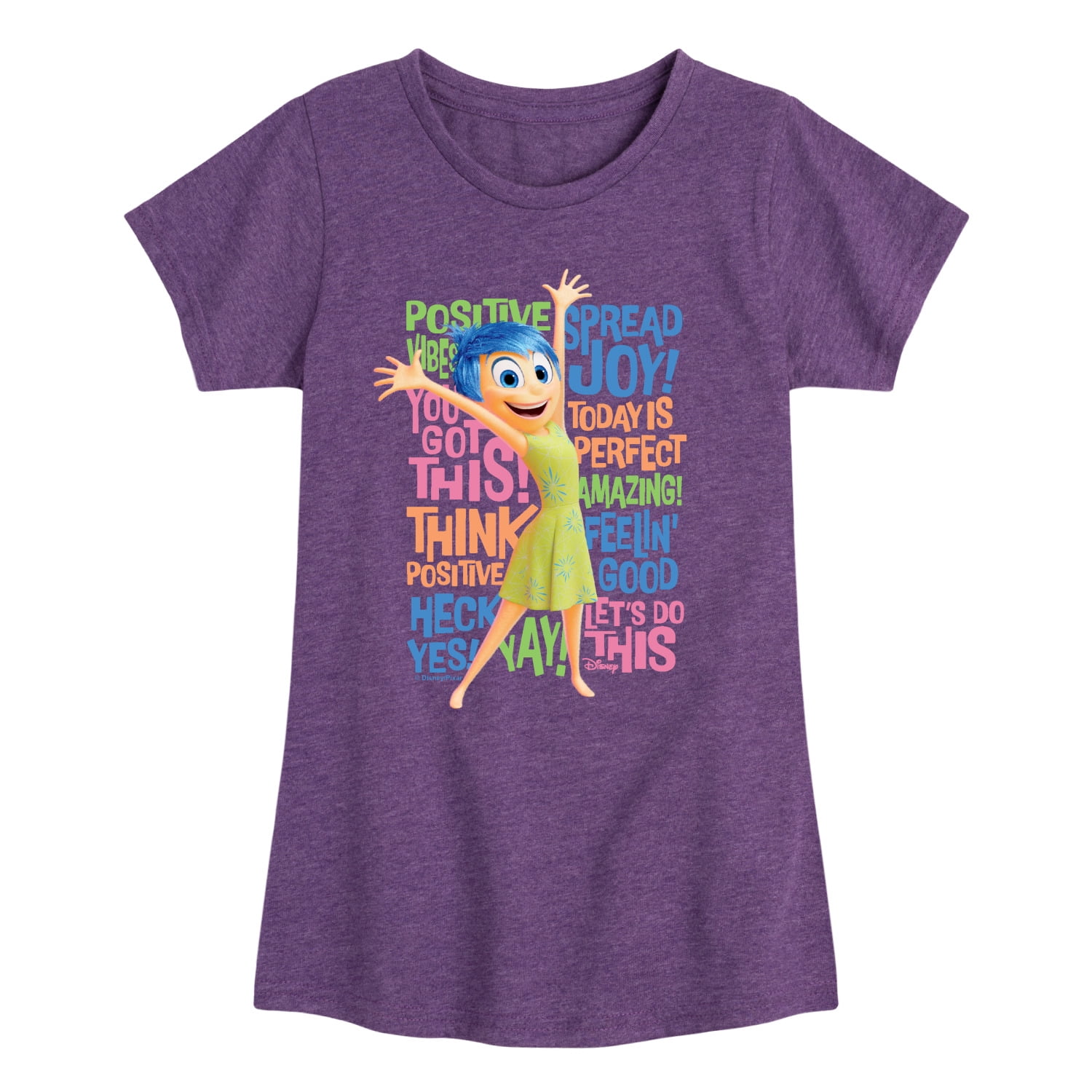 Inside Out 2 - Joy Positive Words - Girls Fitted Short Sleeve T-Shirt ...