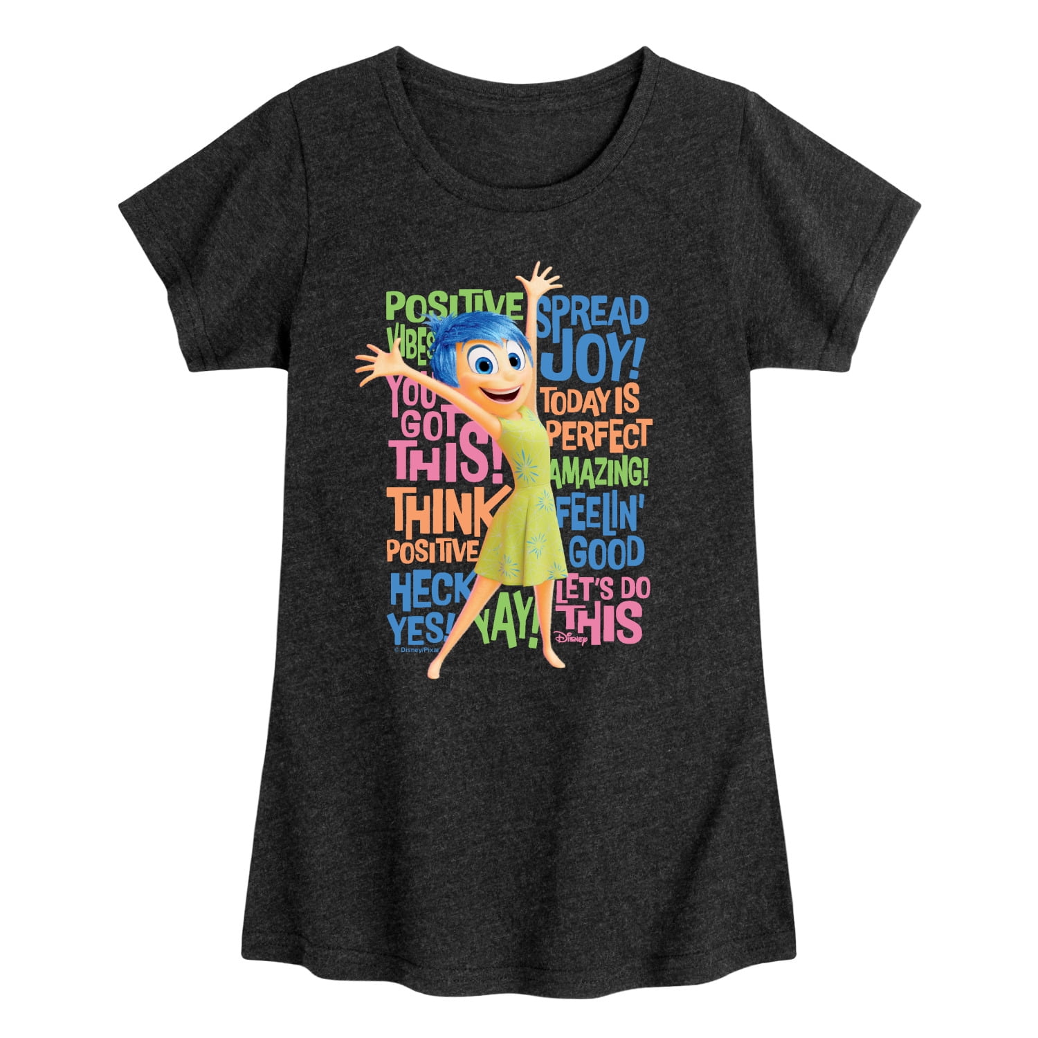 Inside Out 2 - Joy Positive Words - Girls Fitted Short Sleeve T-Shirt ...