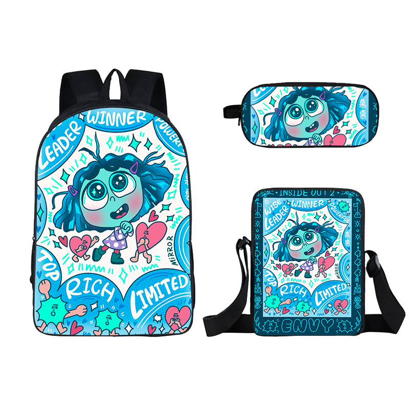 Inside Out 2 School Bag Three-piece Set Student Large Capacity Storage ...