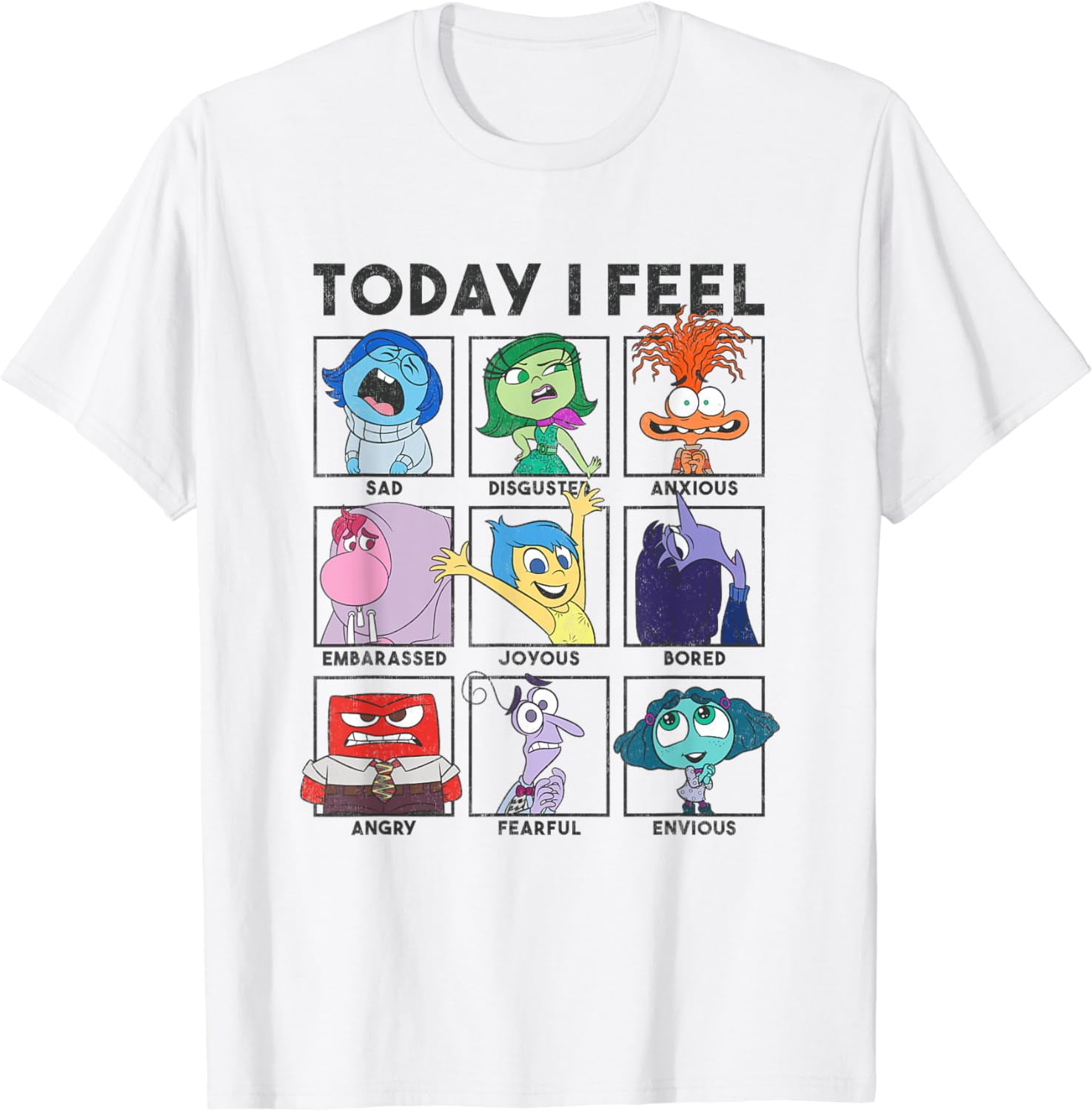 Inside Out 2 Today I Feel... Vintage Panels Boy and Girl T-Shirt ...