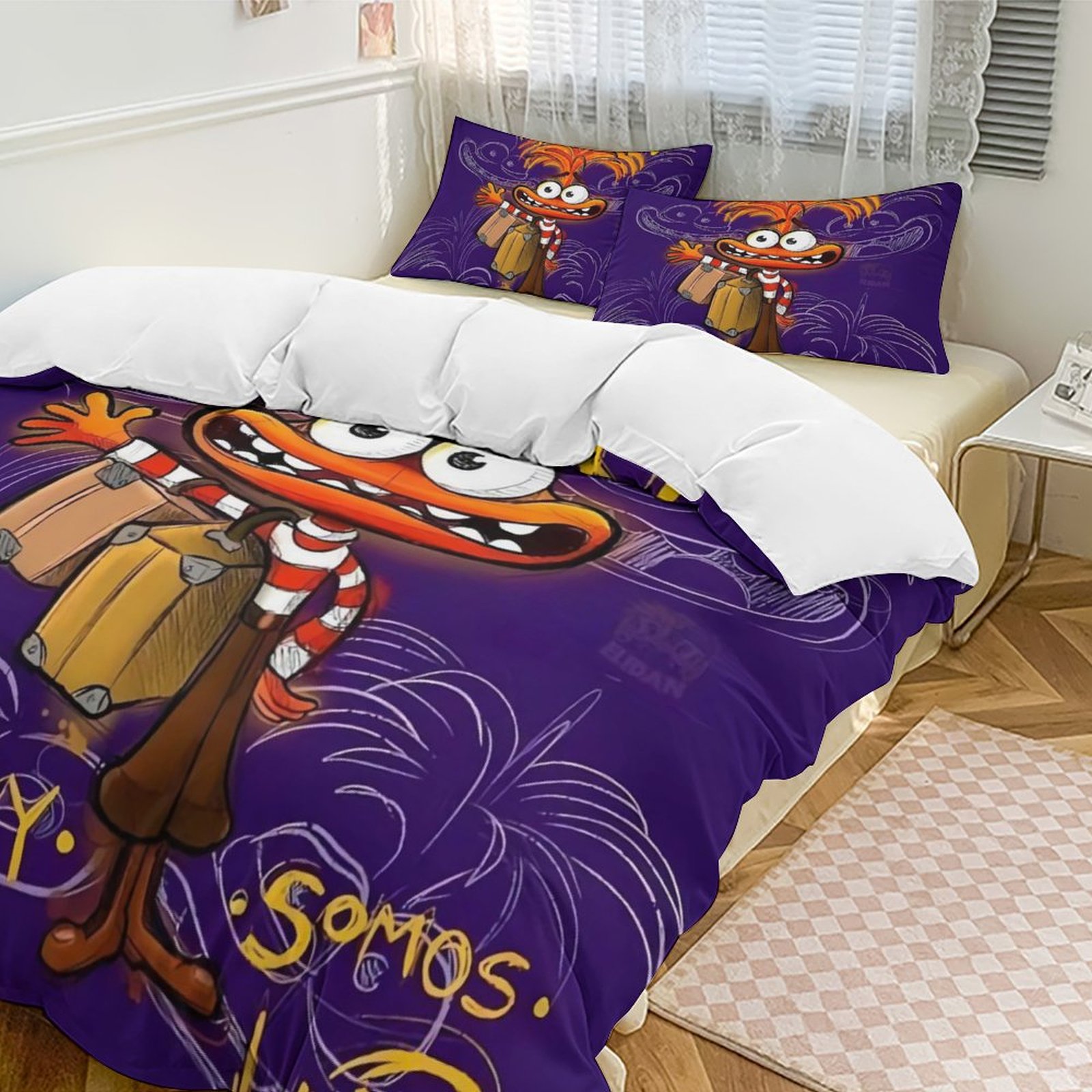 Inside Out Anime Cartoon Bedding 3-Piece Set, 79 X 90 Inches, 1 Duvet ...